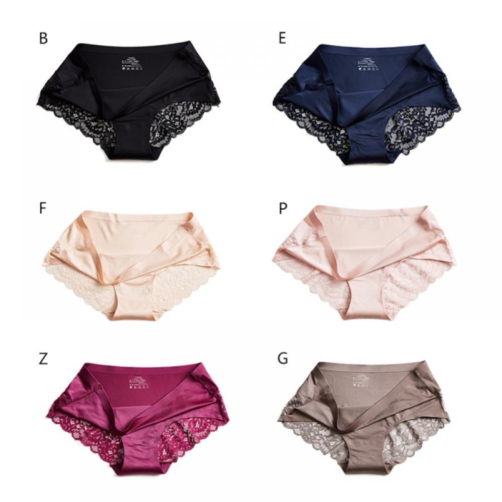 Female Briefs,Women Mid Waist Briefs,Lady No Trace Underpants,Ice Silk ...