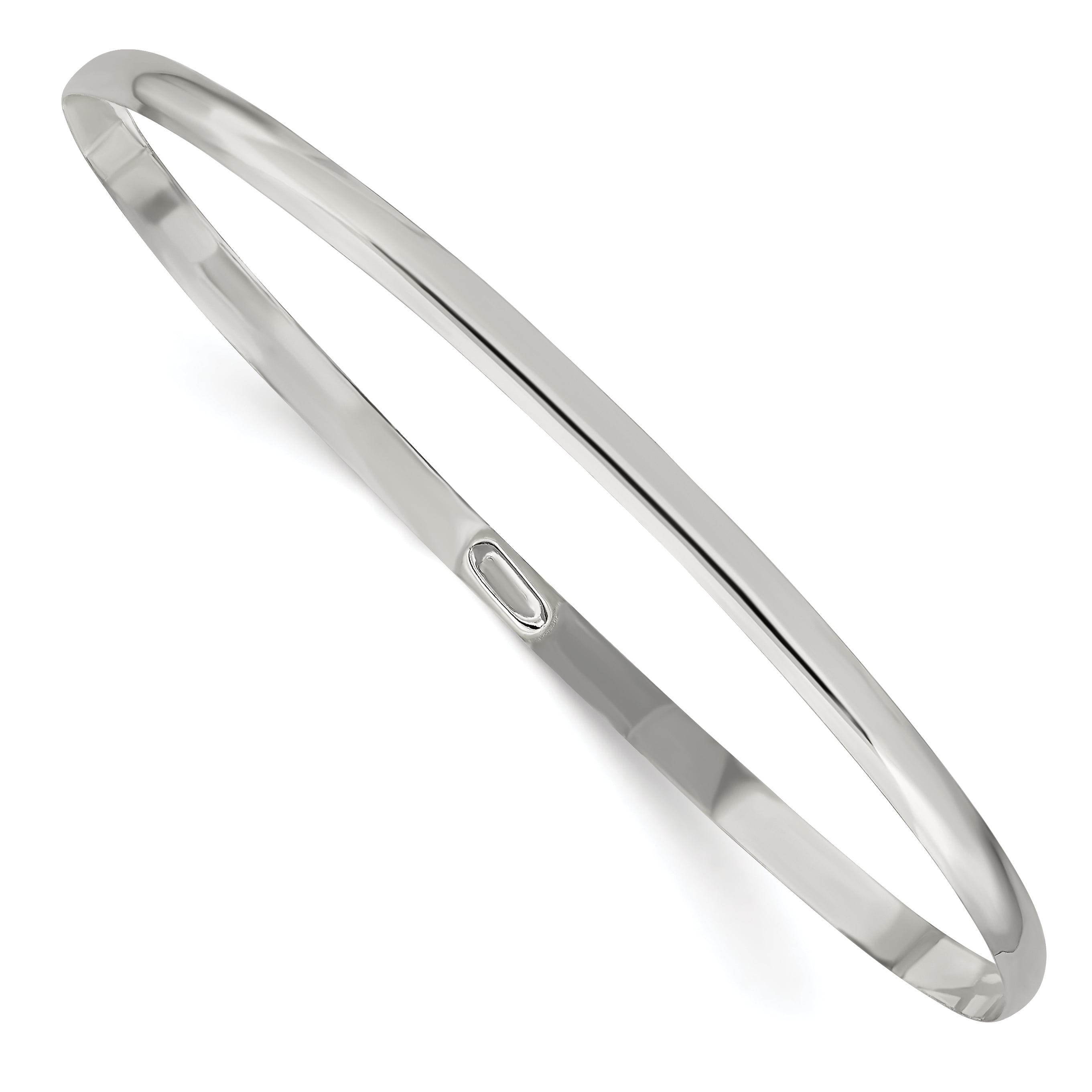 925 Sterling Silver 3mm Solid Plain Slip On Bangle Bracelet Cuff ...