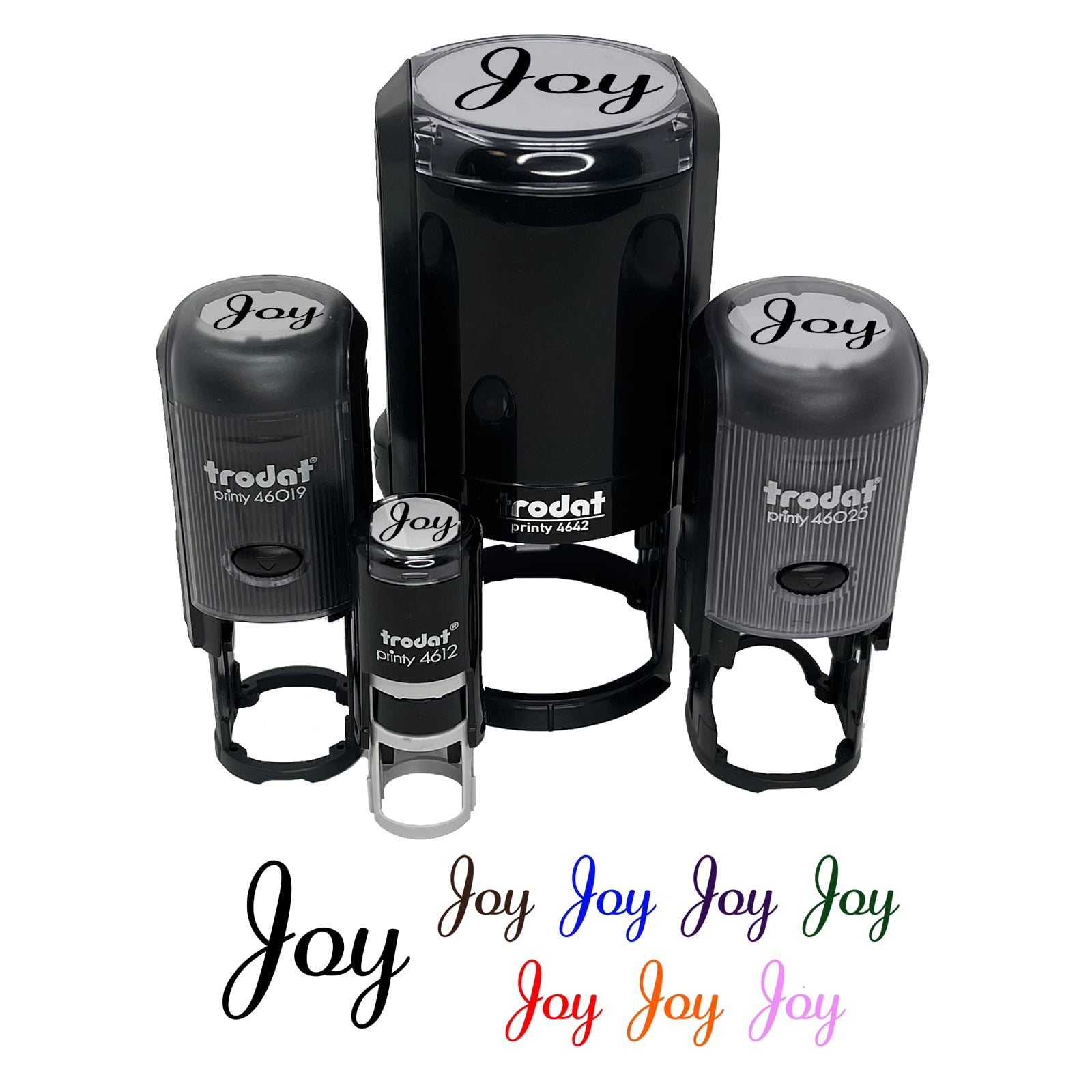 Joy Cursive Text Self-Inking Rubber Stamp Ink Stamper - Yellow Ink ...