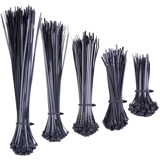 NOUV 500 Pieces Zip Ties, Strong Black Self-Locking Nylon Cable Zip ...