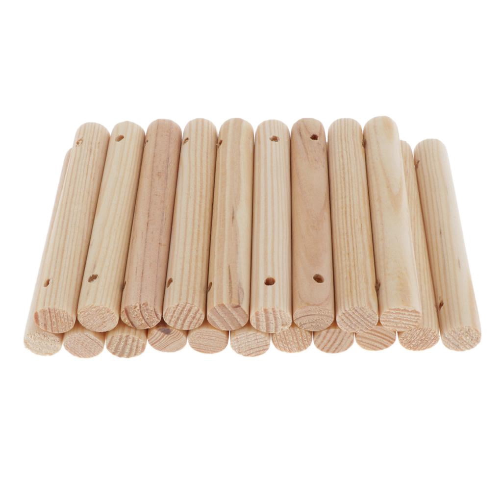 20PCS 2mm Punched Holes Round DIY Wooden Craft Stick Rod Cylinder .5cm ...
