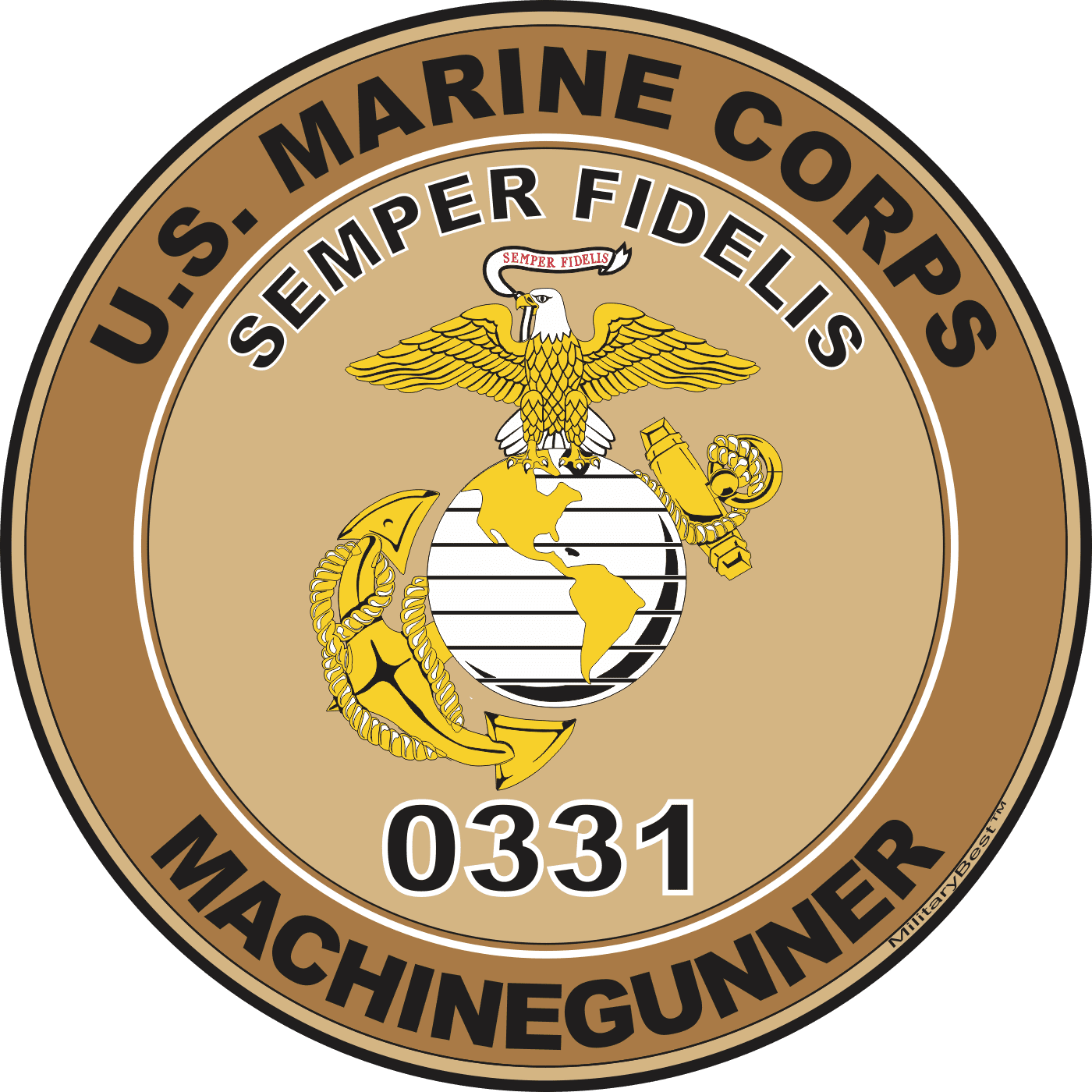 U.S.M.C. MOS 0331 Machinegunner Decal 3.8" - Desert Tan - Walmart.com