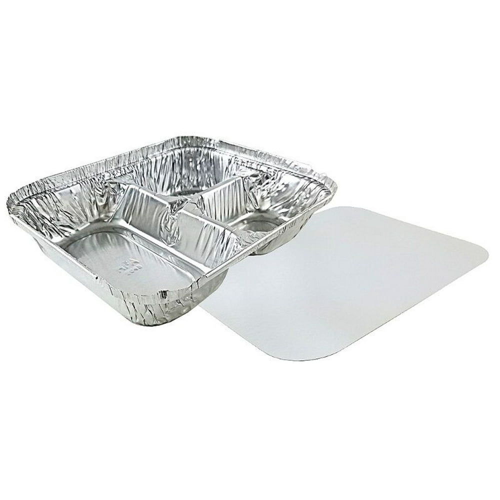 Disposable Aluminum 3 Compartment T.V Dinner Trays with Board Lid #210L ...