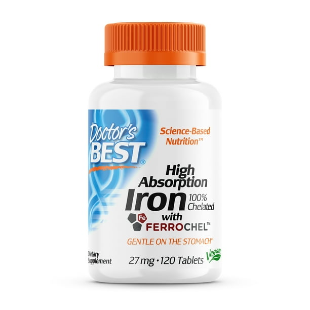 Doctor's Best Iron Tablets, 27mg ,120 Ct - Walmart.com