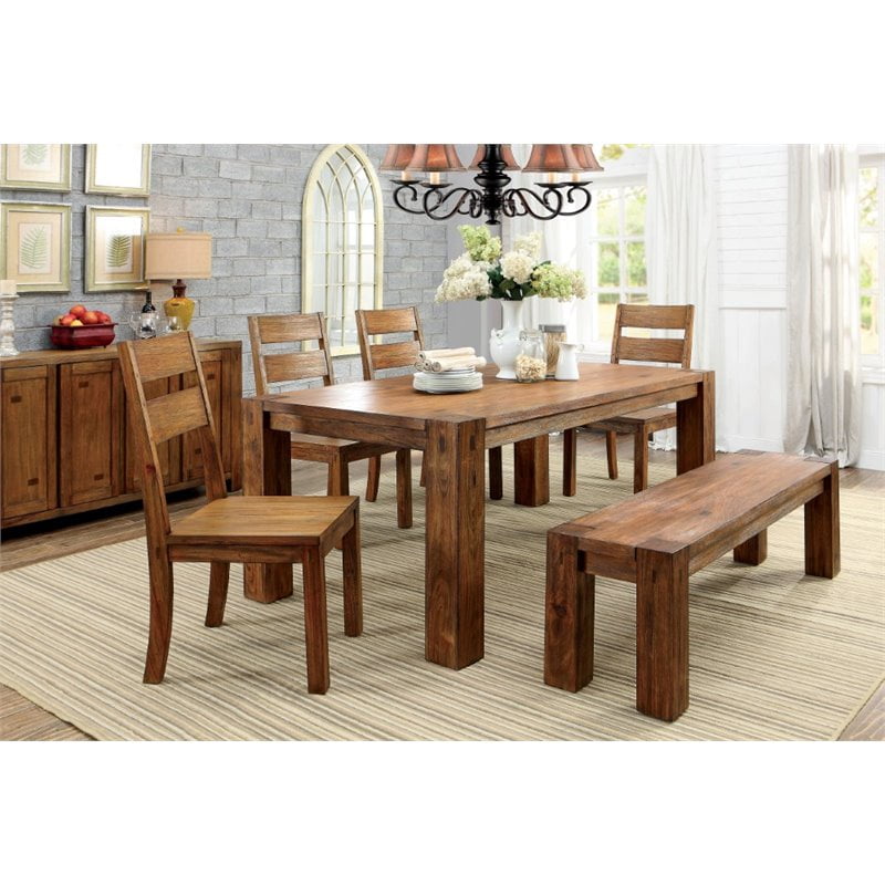Furniture of America Rowlie Rustic Wood Rectangle Dining Table in Dark ...