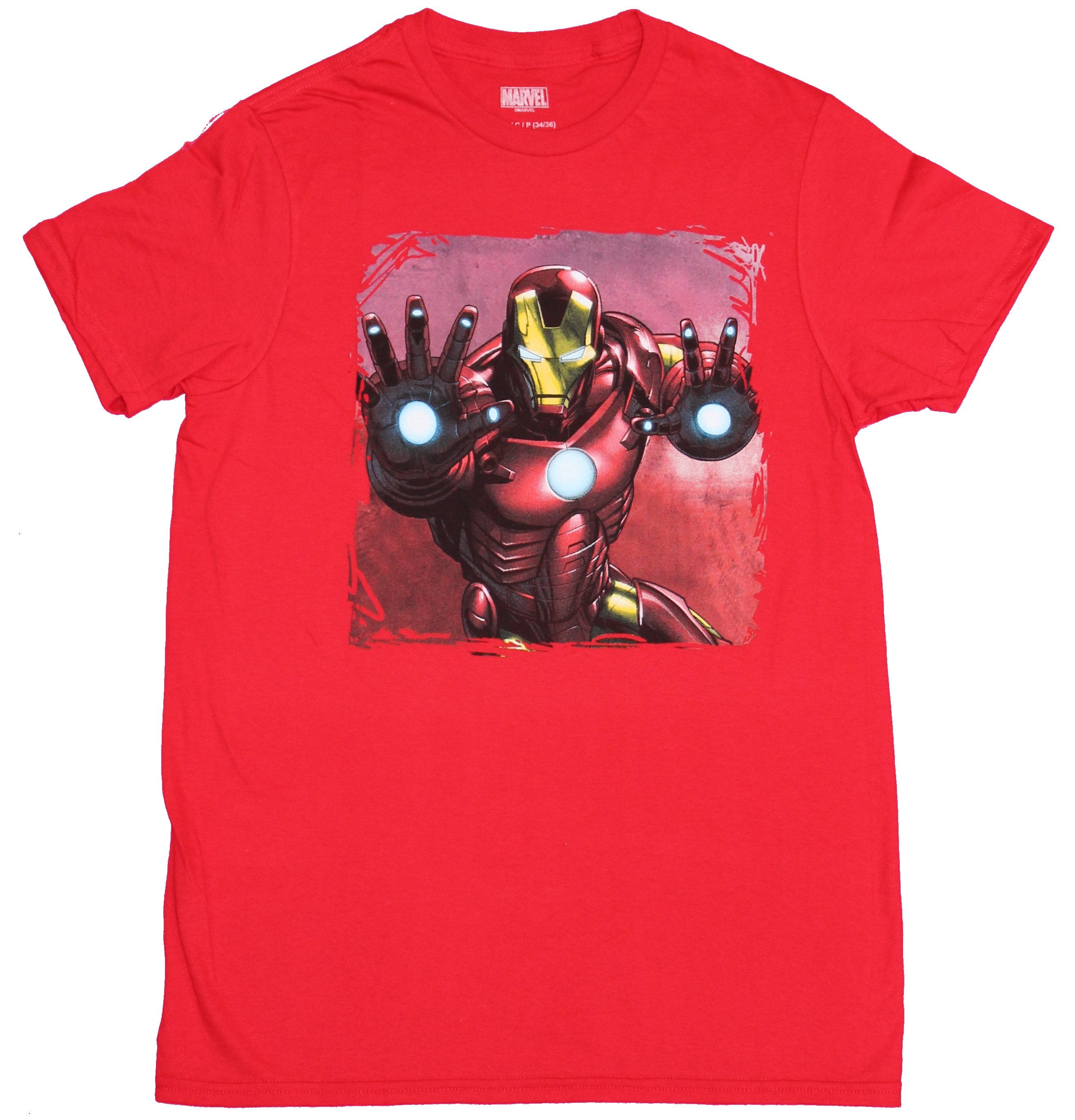 Iron Man Mens T-Shirt - Marvel Comic Hero Preparing a Hand Blast (Large ...