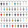 50PCS Stone Cross Pendant Necklaces, Adjustable Cord, Natural Gemstone ...