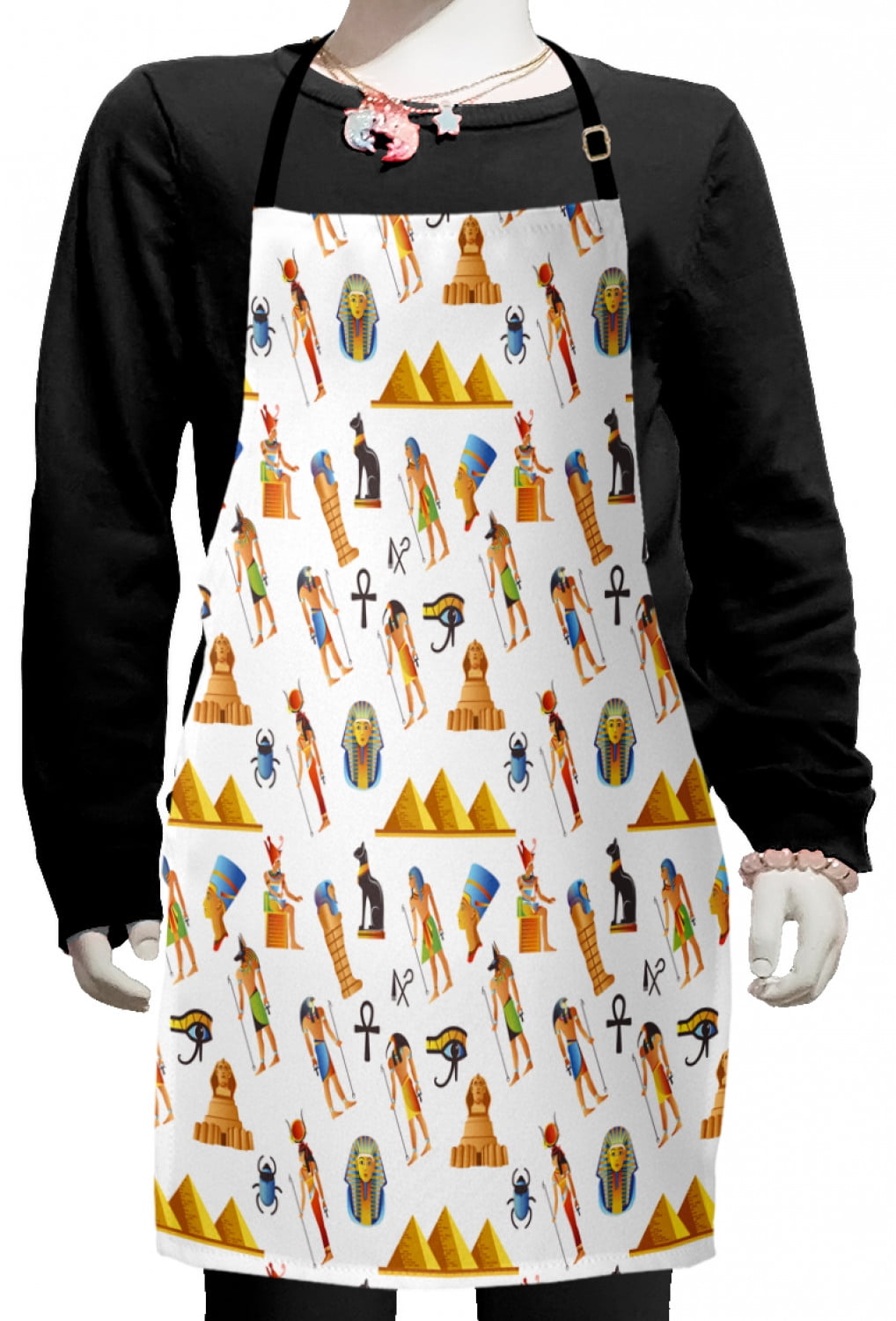 Travel Kids Apron, Egyptian Themed Mythological Signs Pyramids and ...
