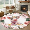7ft Round Rug Spring Floral Pig Area Rugs for Living Room Bedroom ...