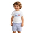 Boys Shorts Sets USA Flag Print Crewneck Tee and Plaid Shorts 2 Piece ...