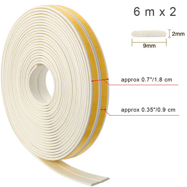 12M Seal Strip Foam Tape Seal Strip Door Window Draft Exclusion EPDM ...
