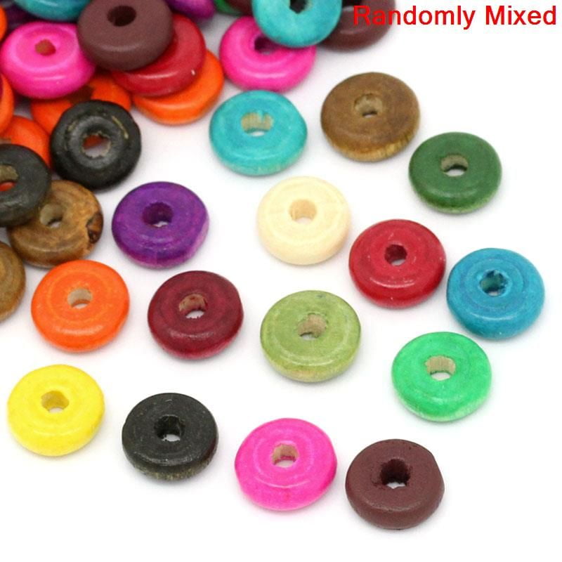 1000 Rondelle Disc Wood Beads Assorted Colors 10mm x 4mm with 3.2mm ...