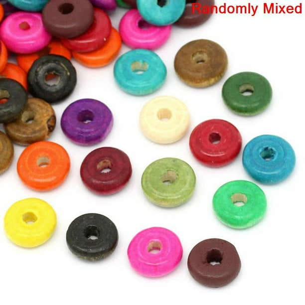 1000 Rondelle Disc Wood Beads Assorted Colors 10mm x 4mm with 3.2mm ...