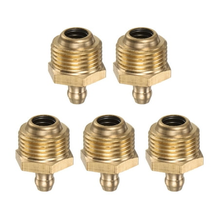 Uxcell 5pcs Brass Straight Grease Fitting R3/8-19 SAE Thread Hydraulic ...