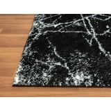 HR Ultra-Soft Black and White Shaggy Rug with Elegant Marble Pattern ...
