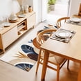 Bohemian Nordic Area Rug, Abstract Leaves Orange Blue Simple Non-Slip ...