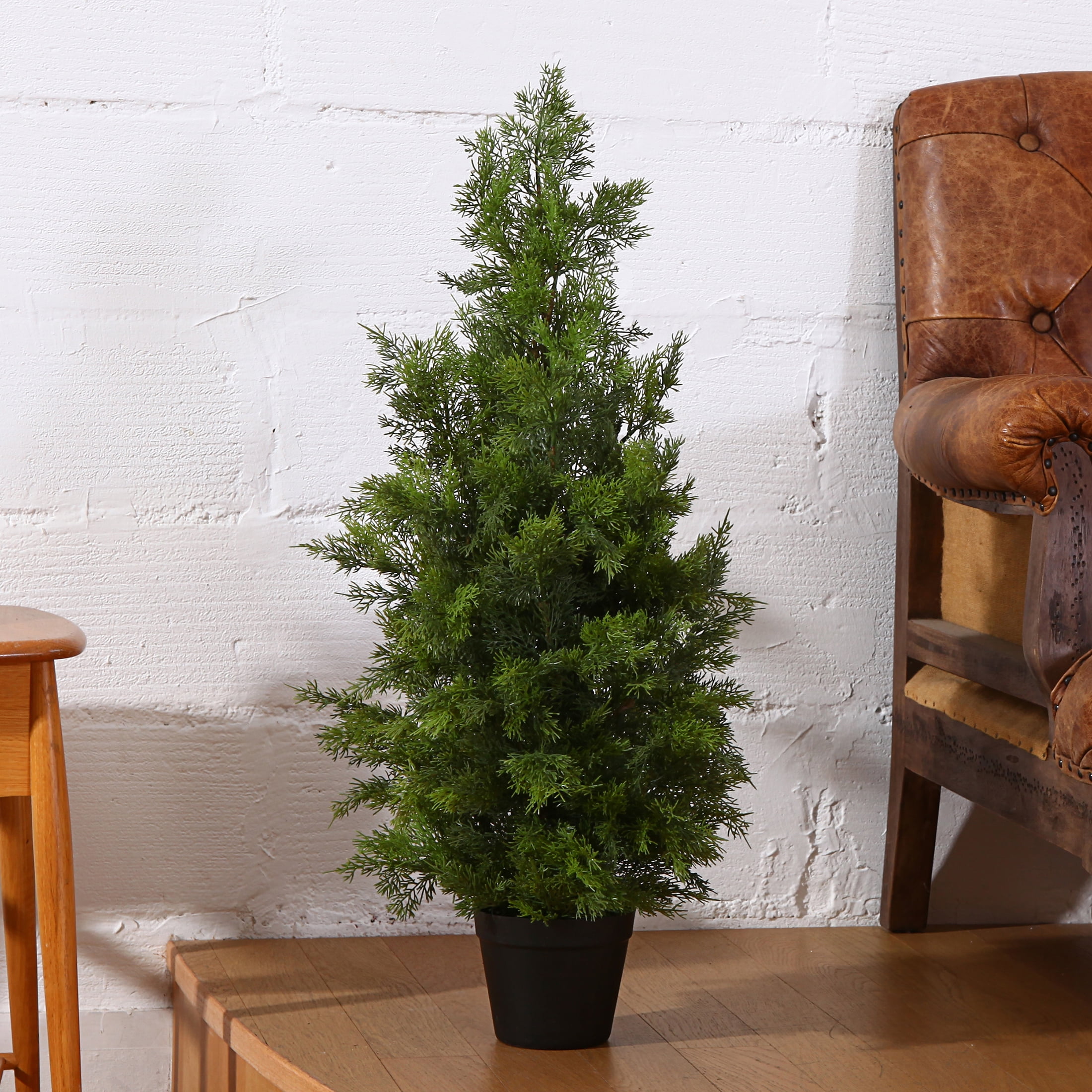 3 ft Outdoor Artificial Topiary Cedar Tree Fake Tree UV Rated Potted ...