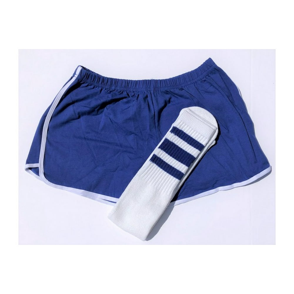 Sock Broker - Girls Retro Shorts w Striped Tube Socks Blue - Walmart ...