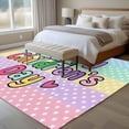 Cartoon Washable Area Rug 5x7 Colorful Stripes Geometric White Star ...