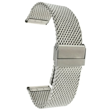 Bandini 24mm Silver Tone Stainless Steel Mesh Watch Band for Men ...