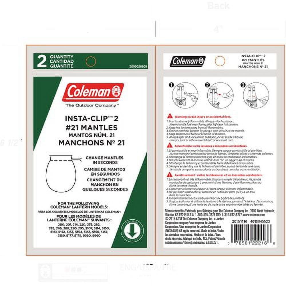 Click here for Coleman Insta-Clip Ii #21 Mantles  2-Pack prices