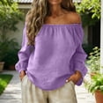 Ahabrexf Tops for Women Smocked Off-Shoulder Long Sleeve Blouse, Pure ...
