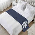 Blue Text Bed Runner Queen Size Vintage Abstract Japanese-Style Yamato ...