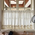 Beige Sheer Tulle Ruffled Valance With Lace Trim & Tassels, Vintage ...