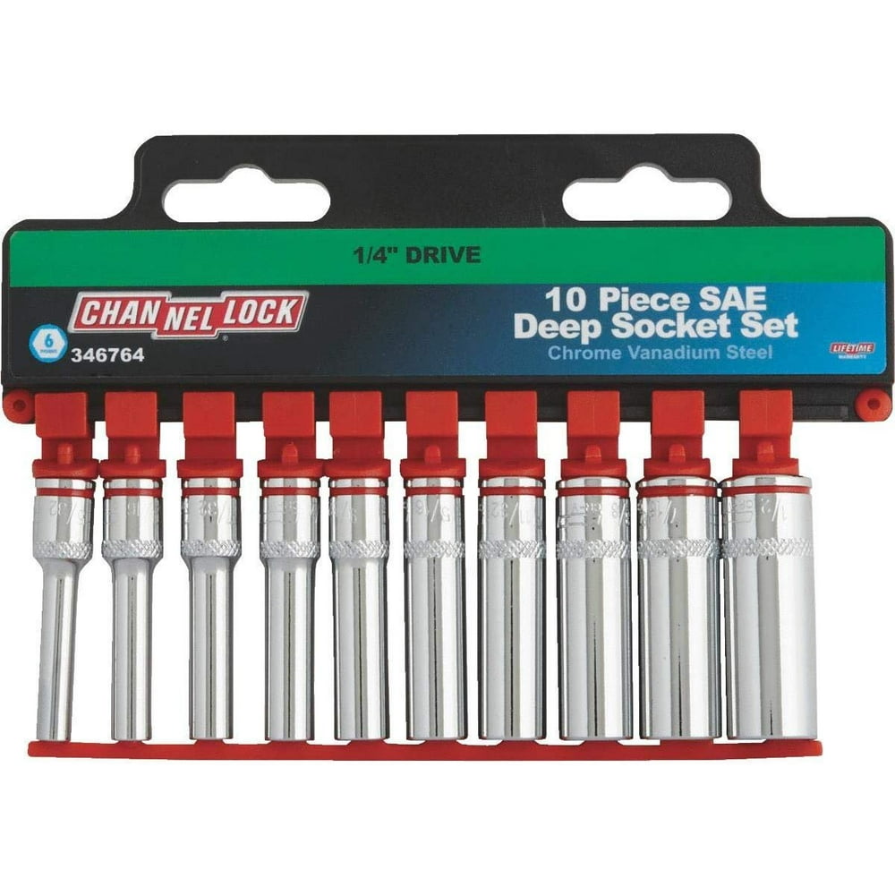 Channellock Products Standard 1/4" Drive 6-Point Deep Socket Set 10 ...
