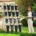 59in Tall Metal Flower Stand with 16 Black Buckets, 4 Layers Movable ...
