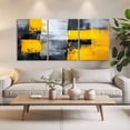 Abstract Color Block Canvas Wall Art 3 Panels, Yellow Block Gradient ...