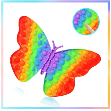 Rainbow Jumbo Butterfly pop Fidget Toy Push Popper Giant Sensory Toy ...
