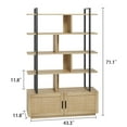 M optimized 5 Tier Rattan Bookshelf with Storage Cabinet & Door, 71.1 ...