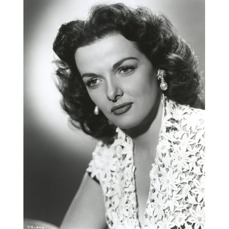 Jane Russell Portrait in White V-Neck Floral Lace Dress with Dangling ...
