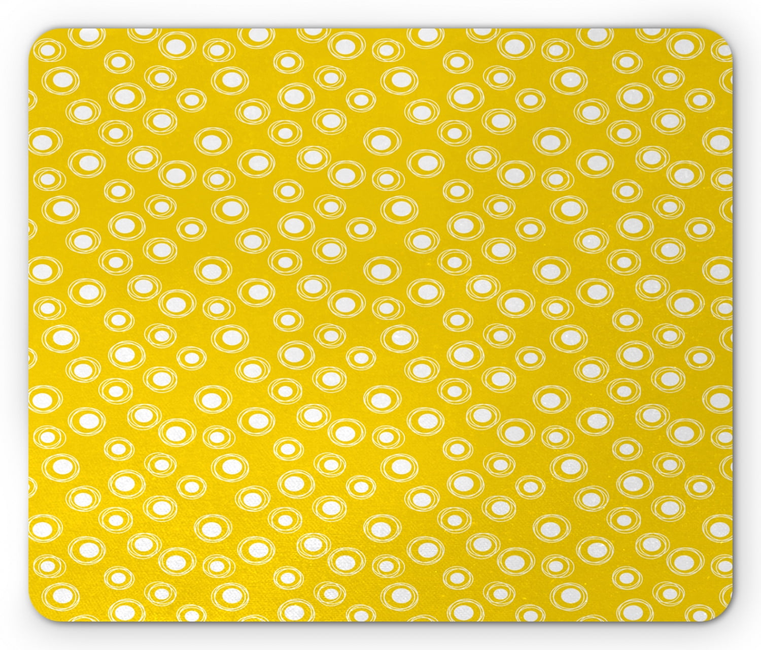 Yellow and White Mouse Pad, White Round Spots with Sketchy Circles ...