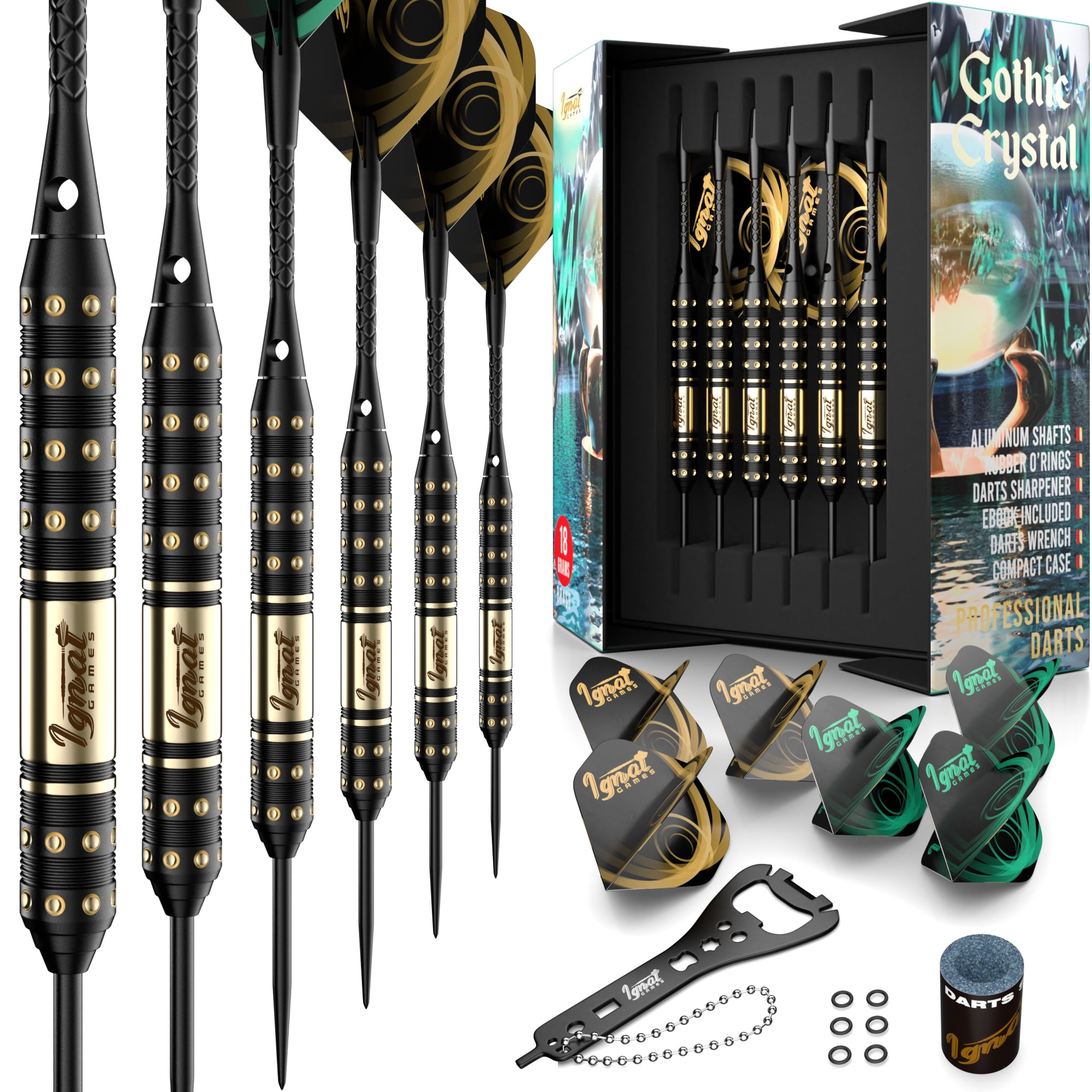 Ignat Games 18g Darts Metal Tip Set 6 Professional Darts with Stylish ...