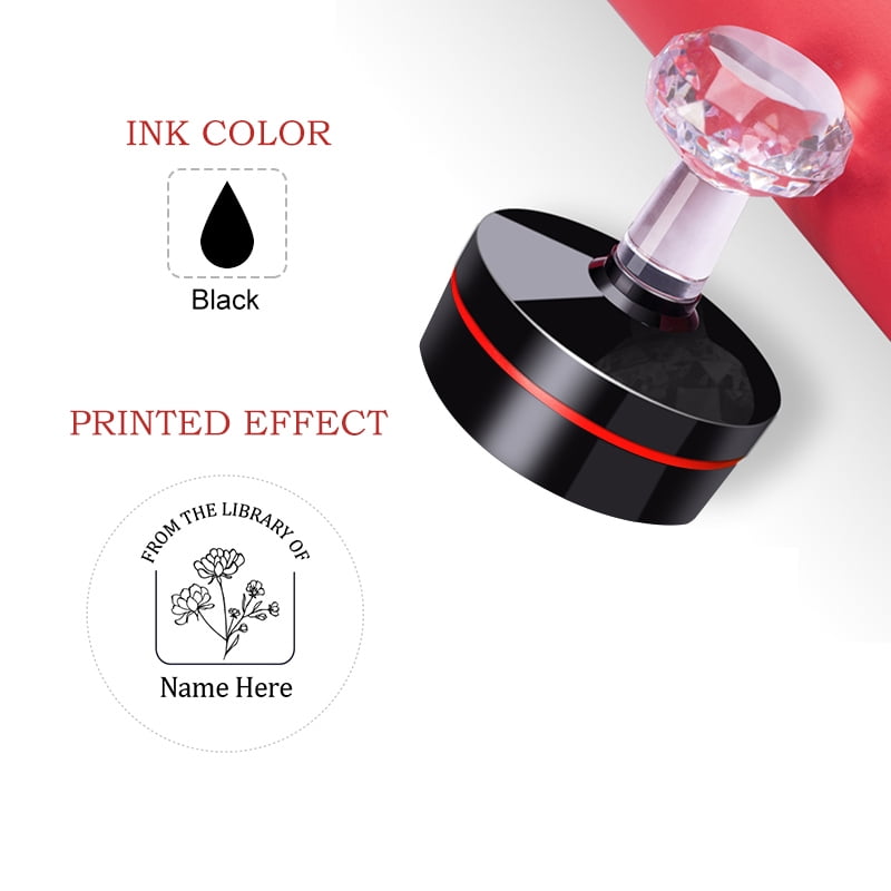 Personalized Book Stamp with Custom Text - Durable Self-Inking Ex ...