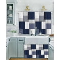 Abstract Blue Grey White Patchwork Short Blackout Curtains 36 Inch Long ...