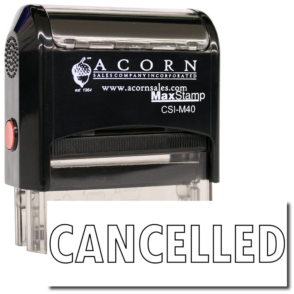 Large Self-Inking Cancelled Stamp (Outline Text) with Burgundy Ink ...