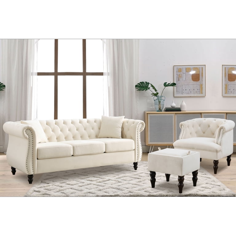 Beige Chesterfield Sofa Set | Baci Living Room