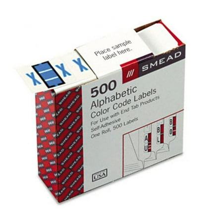 Smead 67094 A-Z Color-Coded Bar-Style End Tab Labels Letter X Blue 500 ...