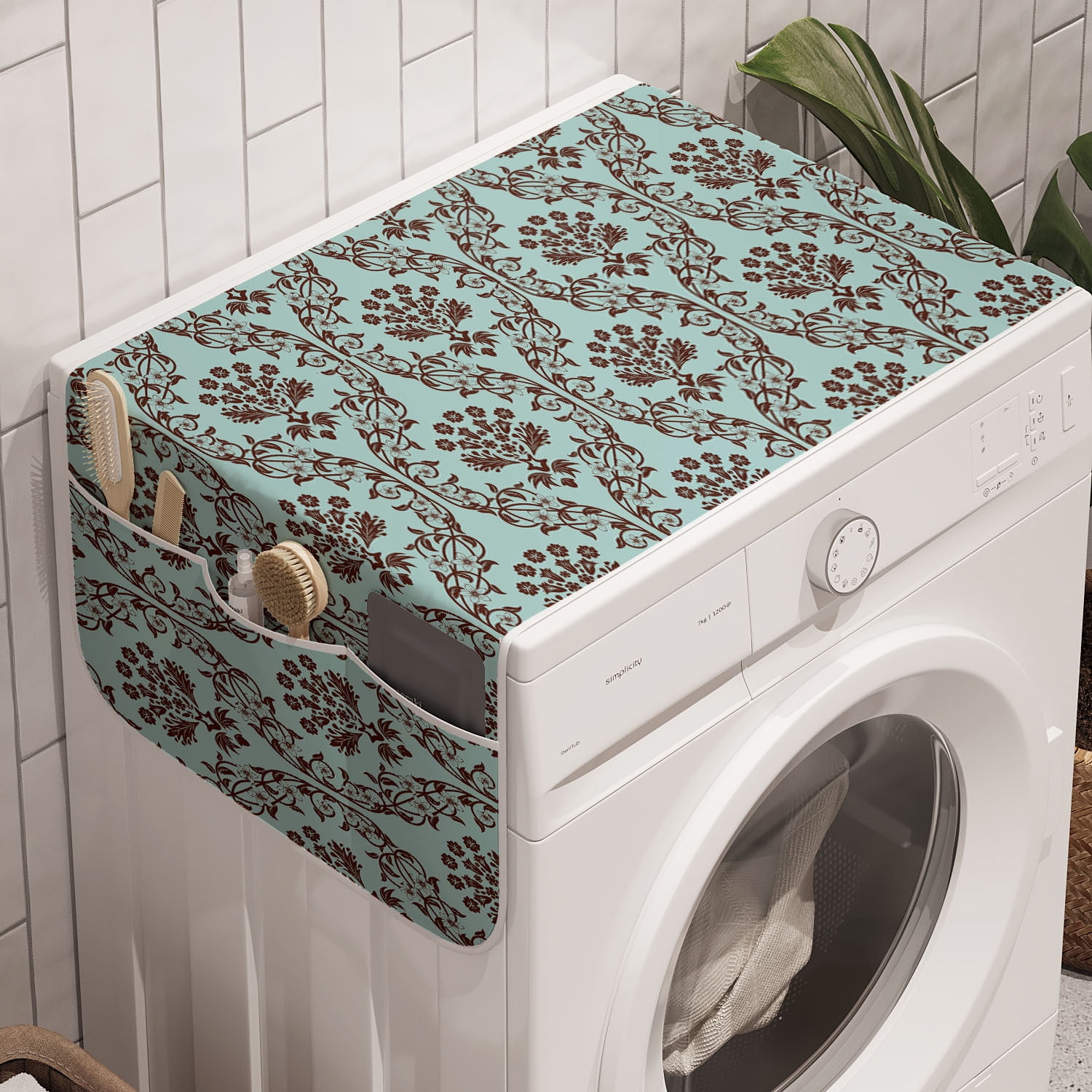 Floral Washing Machine Organizer, Flower Bands and Damask Inspired ...