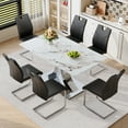 HMYG Switchable Mode Stainless Steel Legs Dining Set: 63-inch White ...