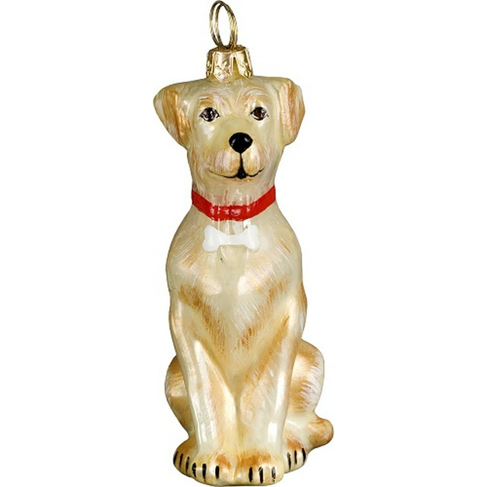 Yellow Labrador Retriever with Dog Bone Collar Polish Glass Christmas ...