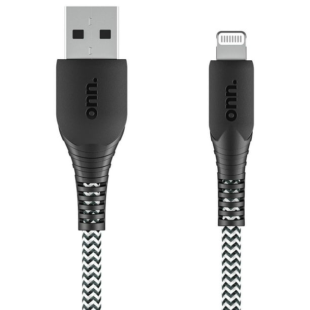 onn. 6 ft./1.8 m Lightning to USB-A Braided Cable, Made for Apple ...