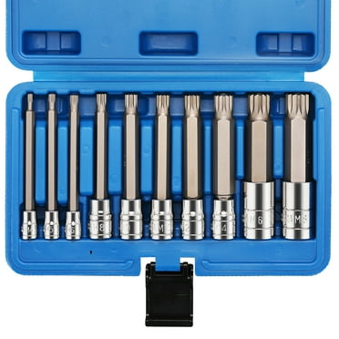 STARK USA 10 Pcs XZN Triple Square Spline Bit Socket Set (4mm to 18mm) 1/4" 3/8" 1/2" Inch Drive ...