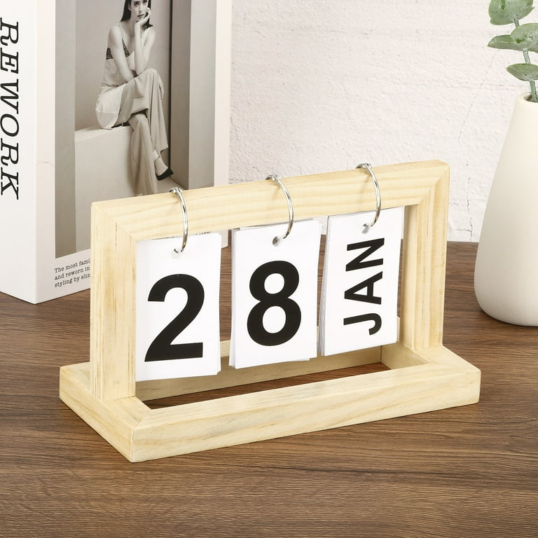 Wood Base Calendar Display Desk Calendar Holder - Wood Base With Iron ...