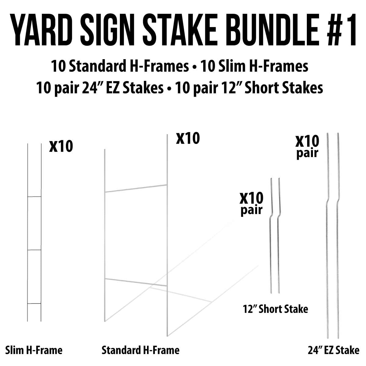 Yard Sign Stake Bundle #1, 40 Garden Stakes, 4 different Sizes ...