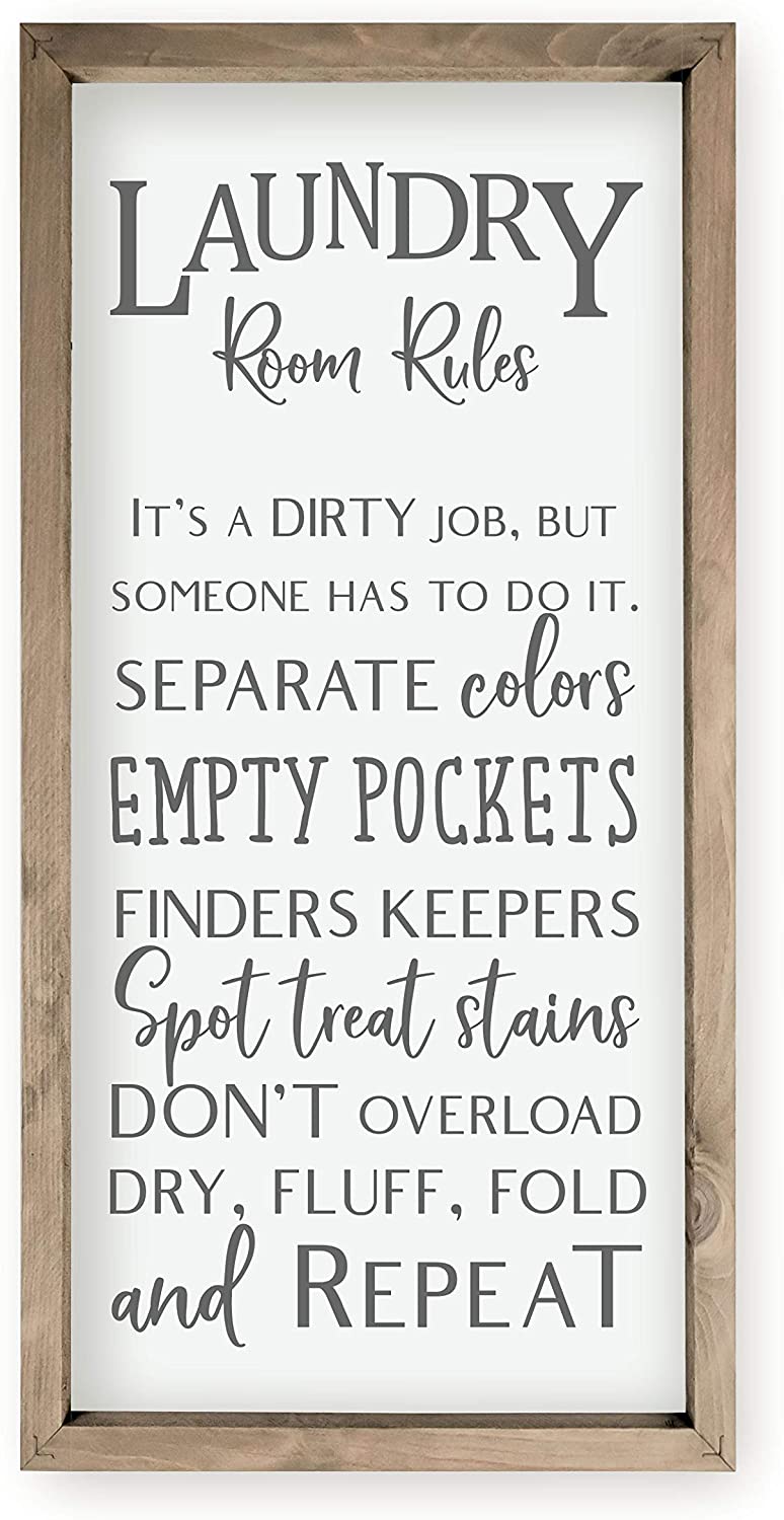Laundry Room Rules Rustic Framed Wood Farmhouse Wall Sign 9x18 ...