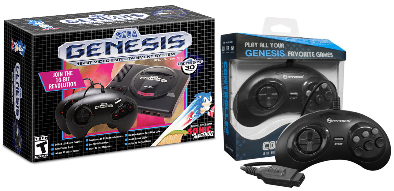 Sega Genesis Mini + Hyperkin M07016 GN6 Wired Controller for Sega Genesis - Walmart.com